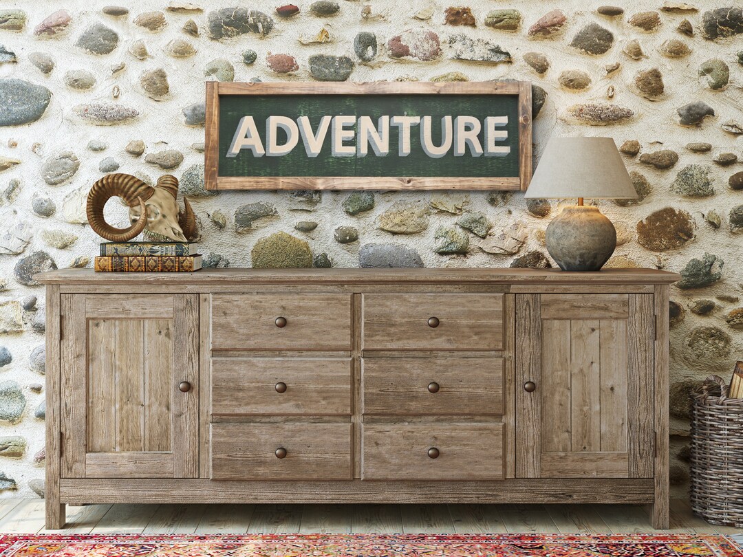 Adventure Sign, Boho Forest Decor, Adventure Lover Home Gift, Rustic ...