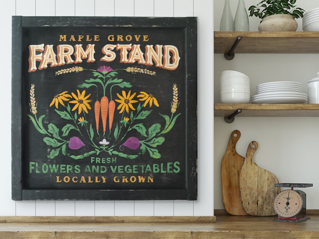 Fall Harvest Sign, Farm Fresh Decor, Fall Kitchen Artwork, Farmers ...