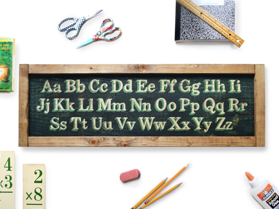 Vintage Alphabet Wood Sign, Schoolhouse Decor, Homeschool Classroom ...