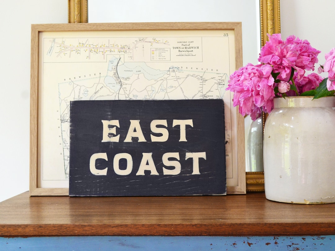 East Coast Sign, Coastal Wall Art, New England Nautical, Beach House ...