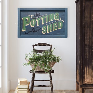 Potting Shed Sign, Primitive Spring Wall Art, Gardener Gift, Greenhouse ...