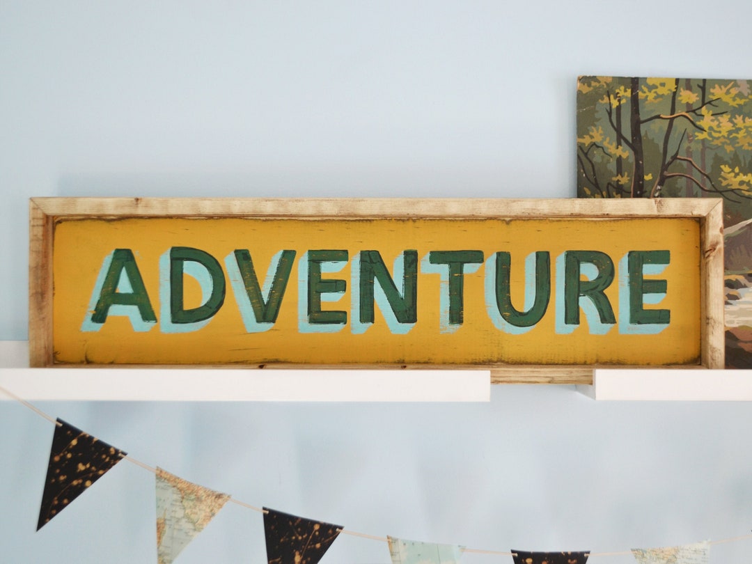 Adventure Wood Sign, Boho Nursery Art, Wanderlust Gifts, Nature Nursery ...