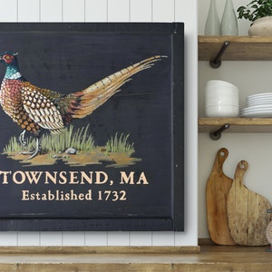 Pheasant Sign, Personalized Hunting Art, Upland Game, Primitive Bird ...