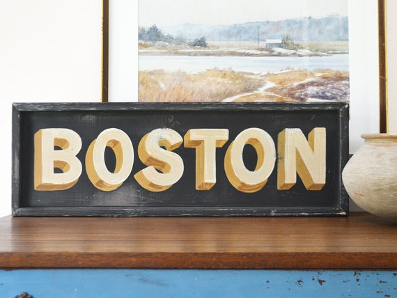 Boston Wall Art Antique Boston Wood Sign Boston Home Gift | Etsy