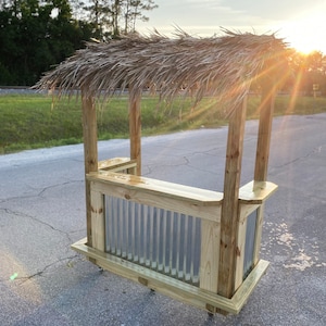 Customizable Tiki Bar With Thatch Roof, Outdoor Patio Yard Bar – Wheels ...