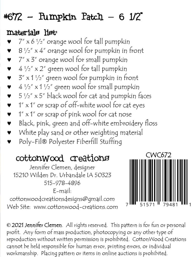 Pumpkin Patch Wool Halloween Pattern - Etsy