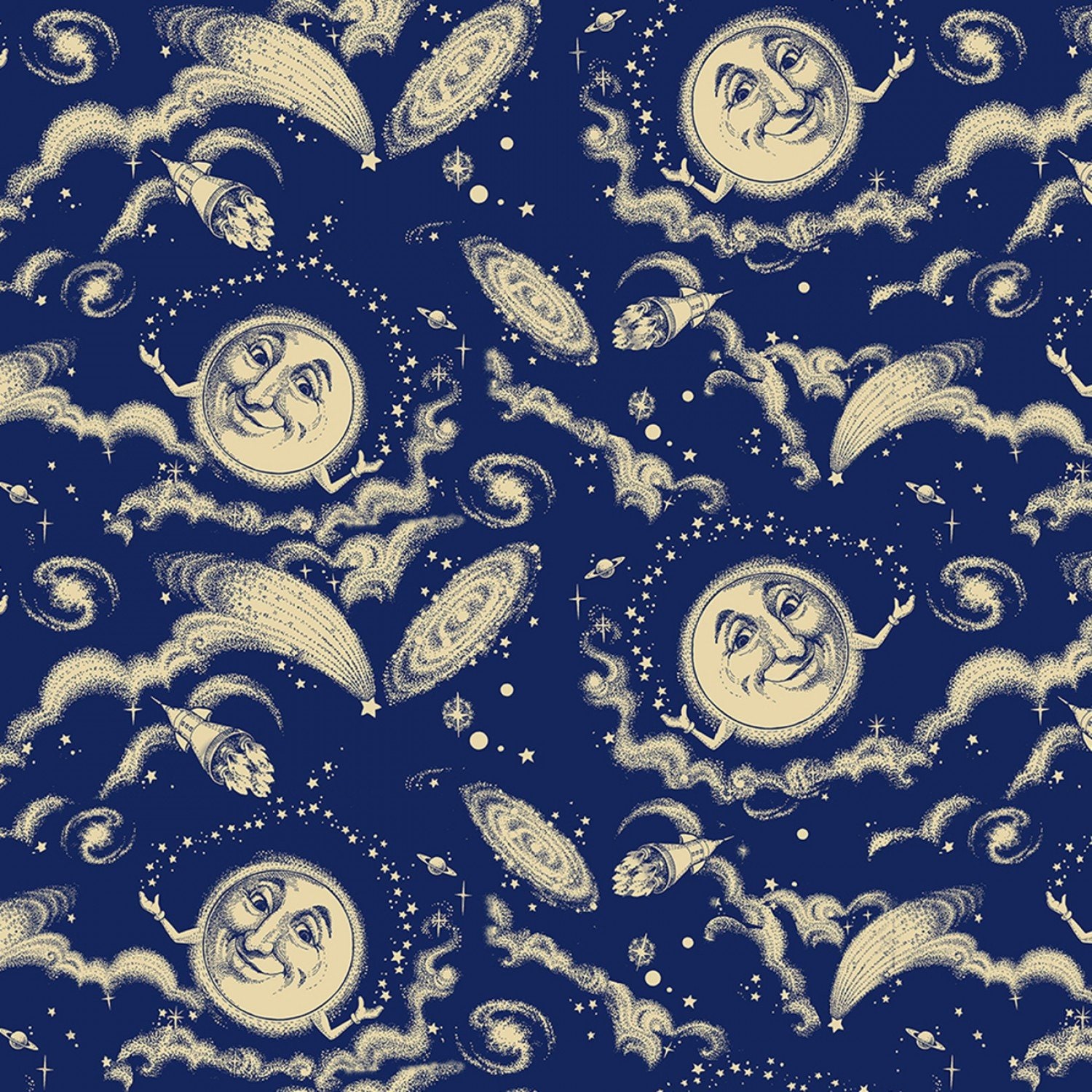 Old Farmer's Almanac Celestial Moon Fabric - Etsy
