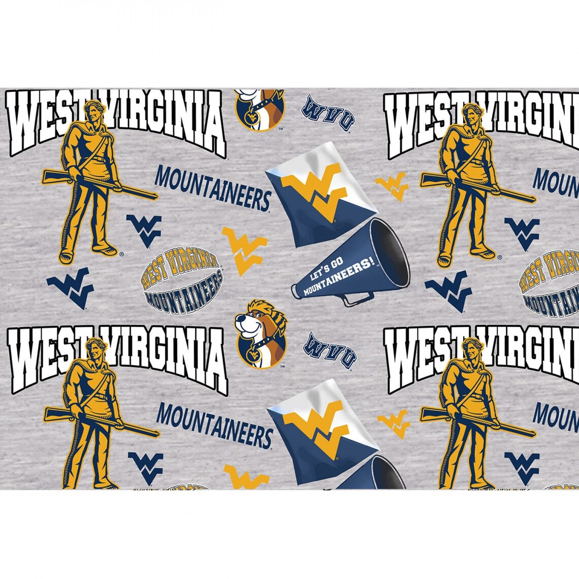 West Virginia University Mountain Man & Mascot Fabric - Sykel ...