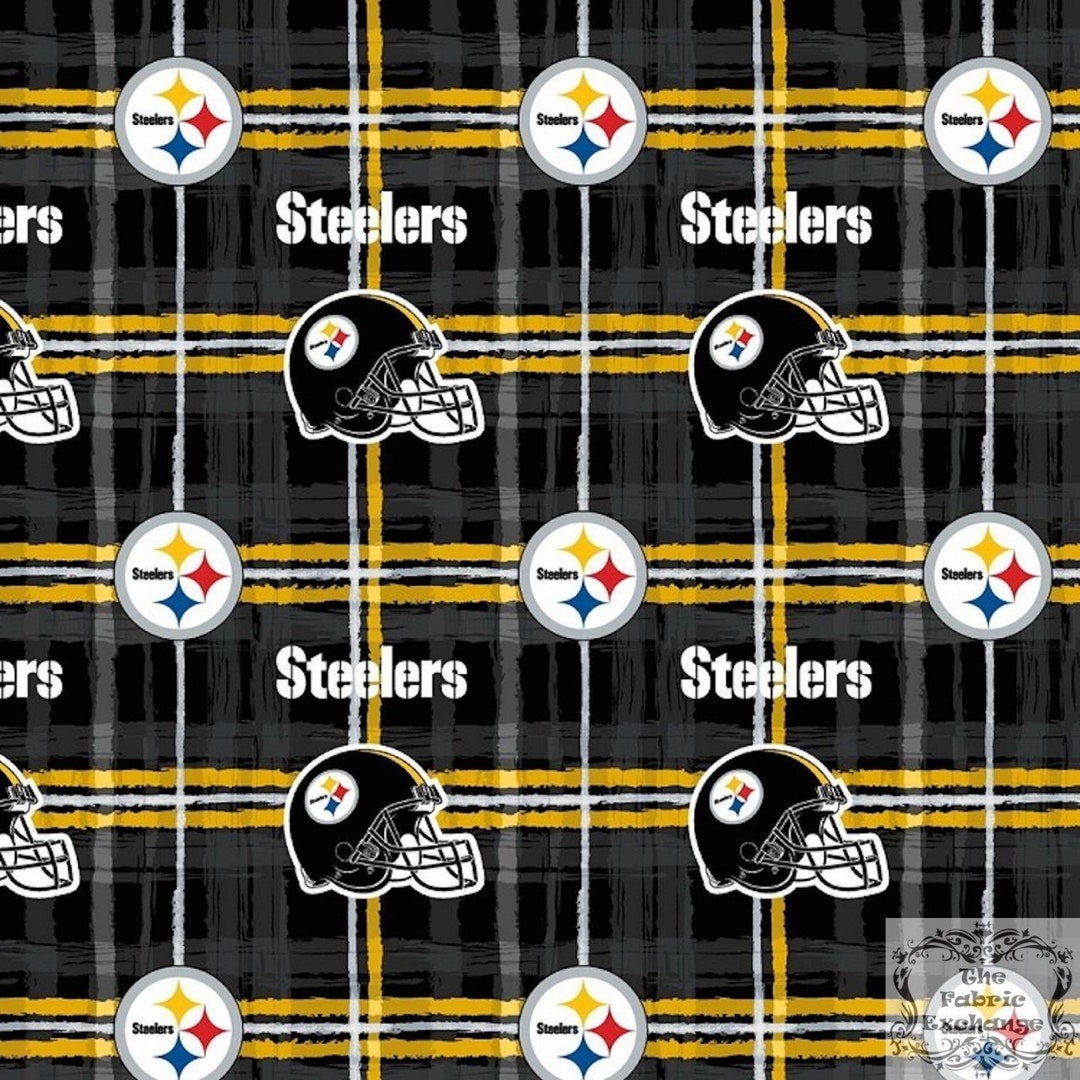 Pittsburgh Steelers Plaid Flannel Fabric With Pittsburgh Steelers Logo ...