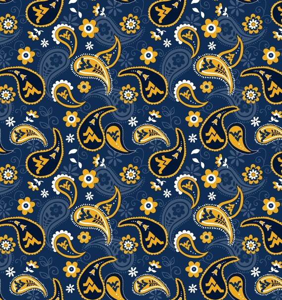 West Virginia University Paisley Fabric Sykel Enterprises | Etsy