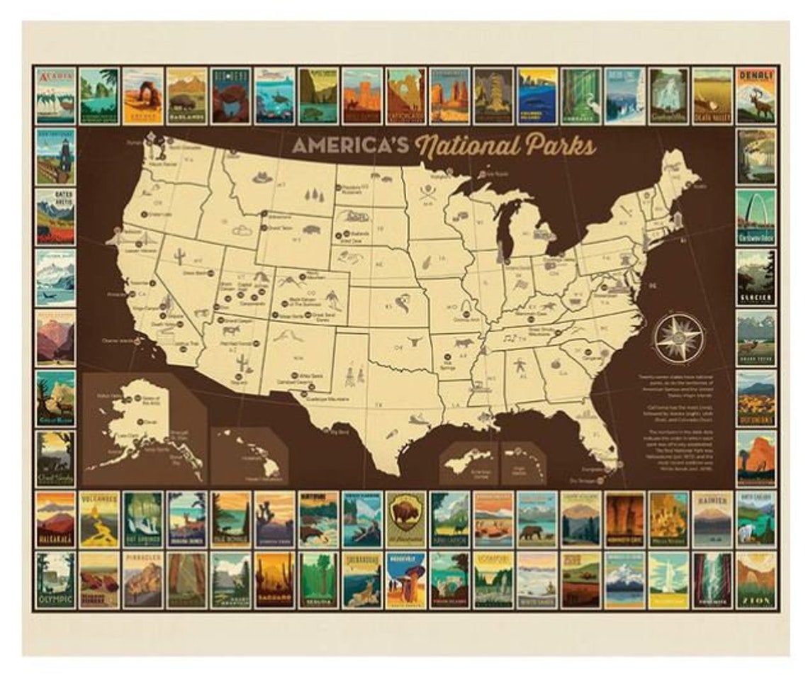 National Parks Poster Panel 36 X 43 by Riley - Etsy