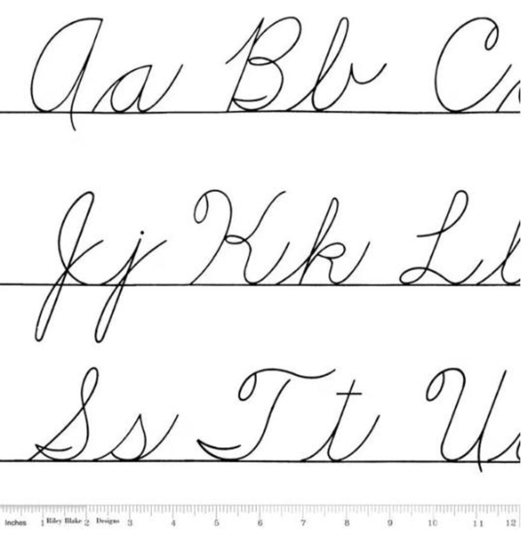 Old School Penmanship Fabric Print - White - Etsy