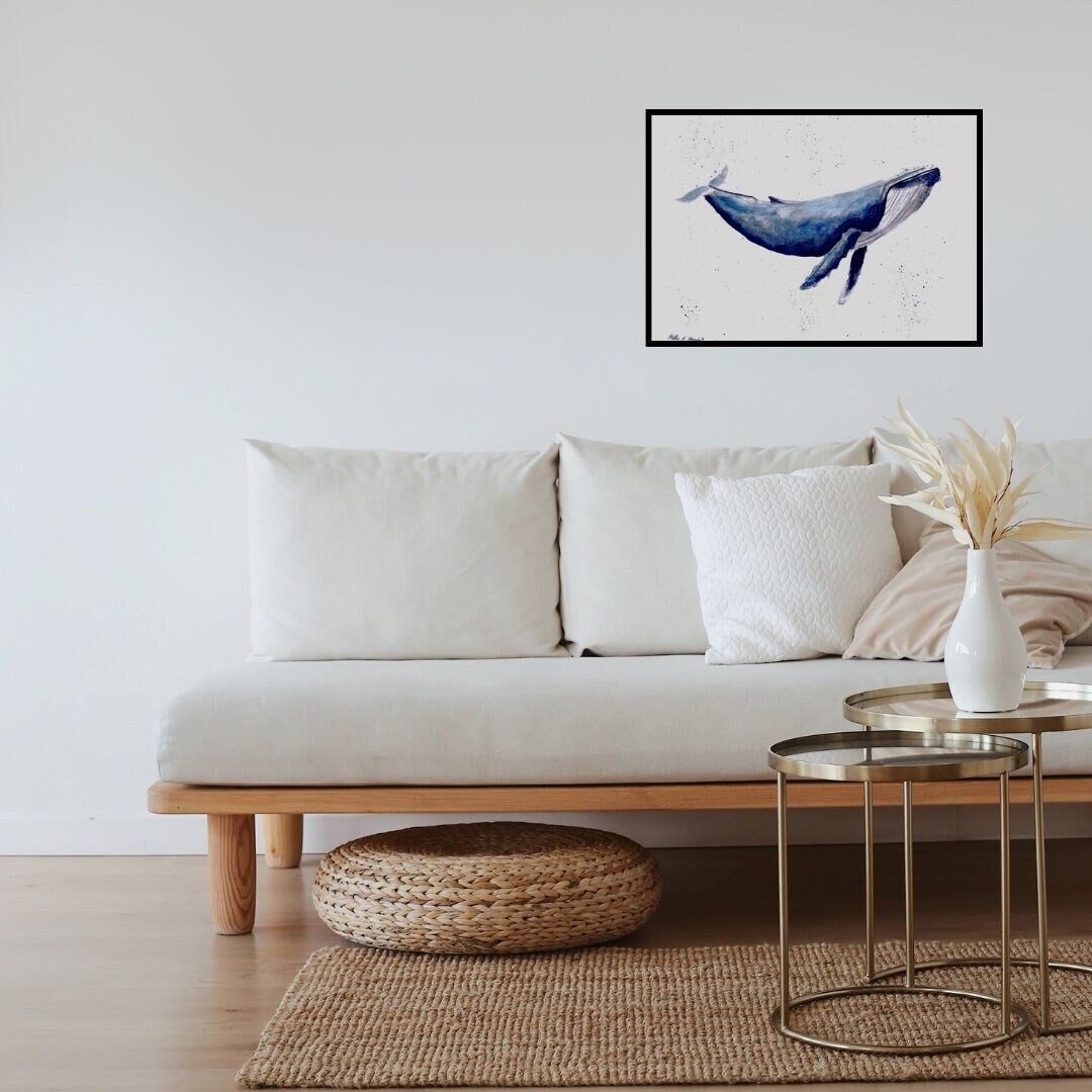 Hand-painted Blue Whale - Wall Art - Etsy