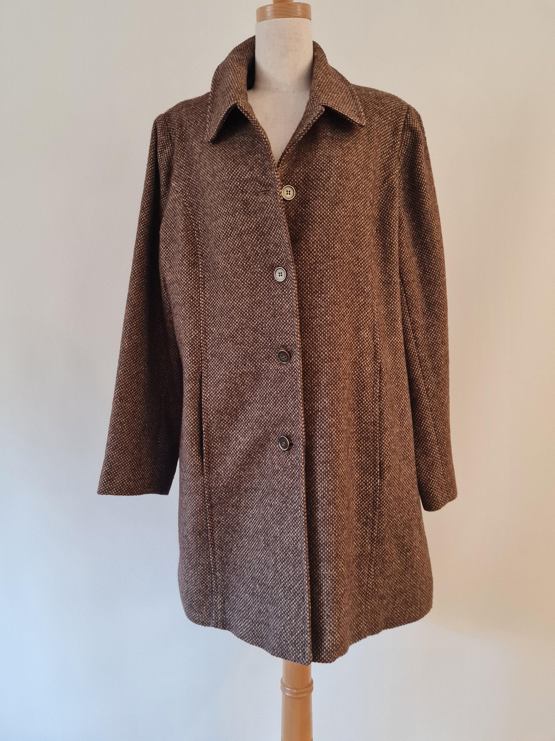 Solitaire by Riki Nathan 1980's A Line Brown Tweed Car - Etsy