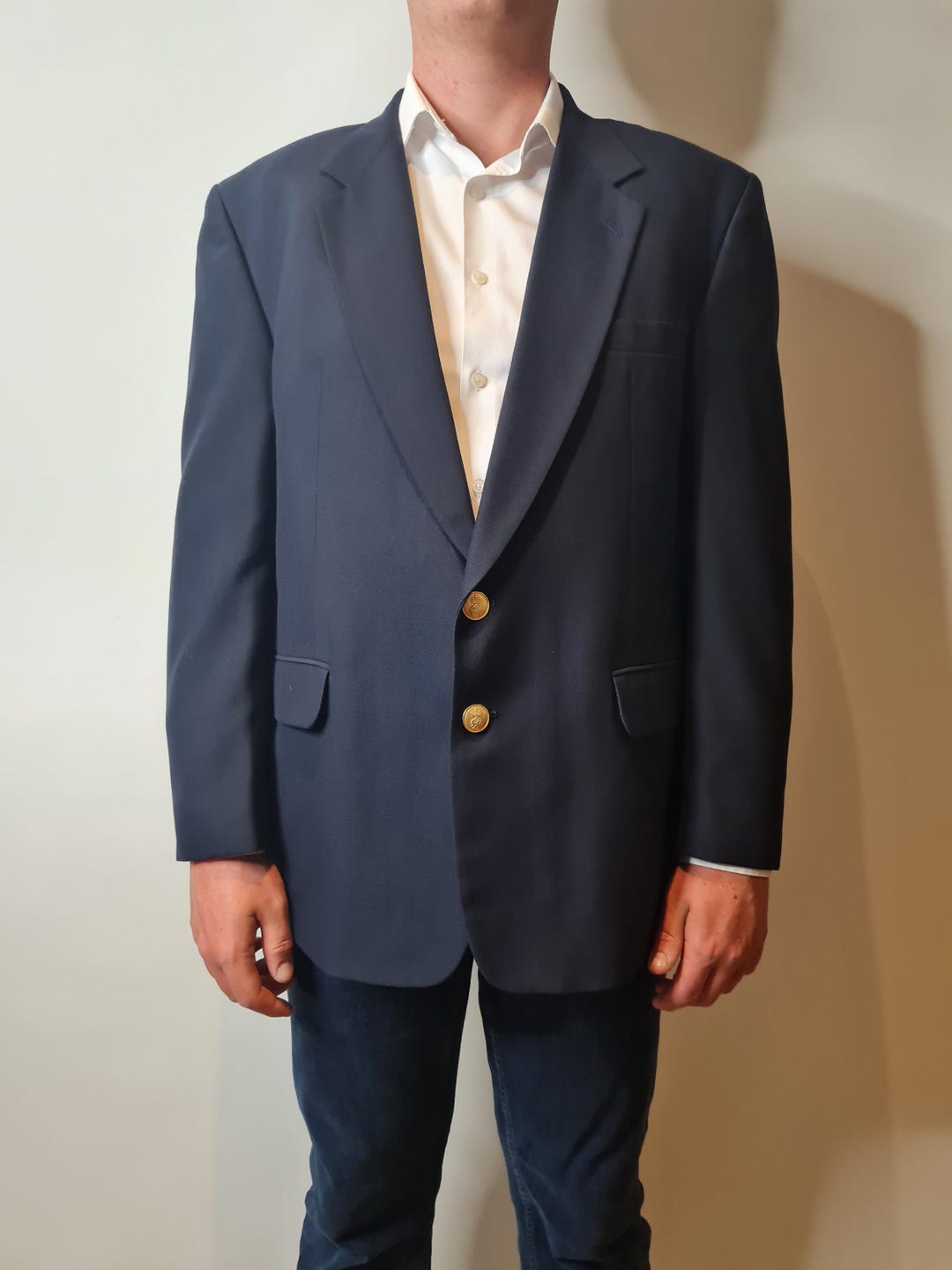 Vintage Fletcher Jones Navy Reefer Jacket: Relaxed Fit, Gold Buttons - Etsy