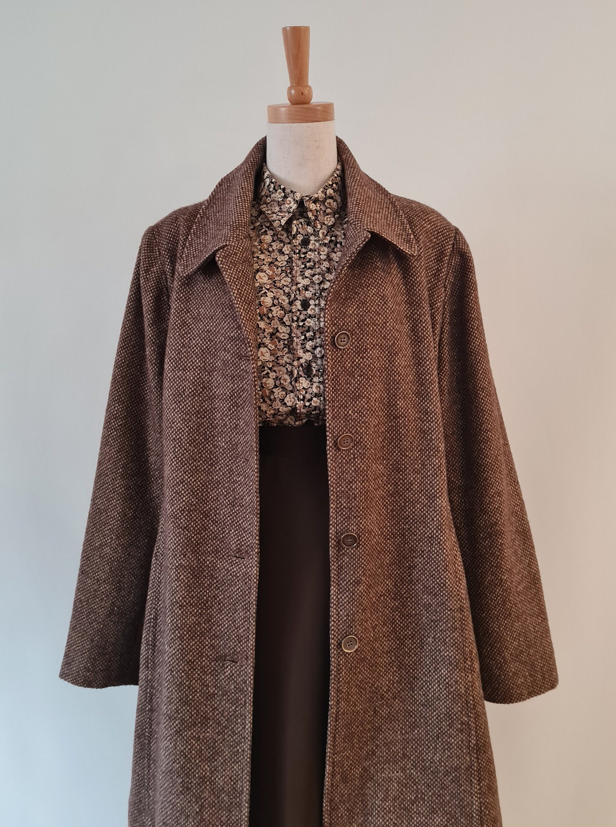 Solitaire by Riki Nathan 1980's A Line Brown Tweed Car - Etsy