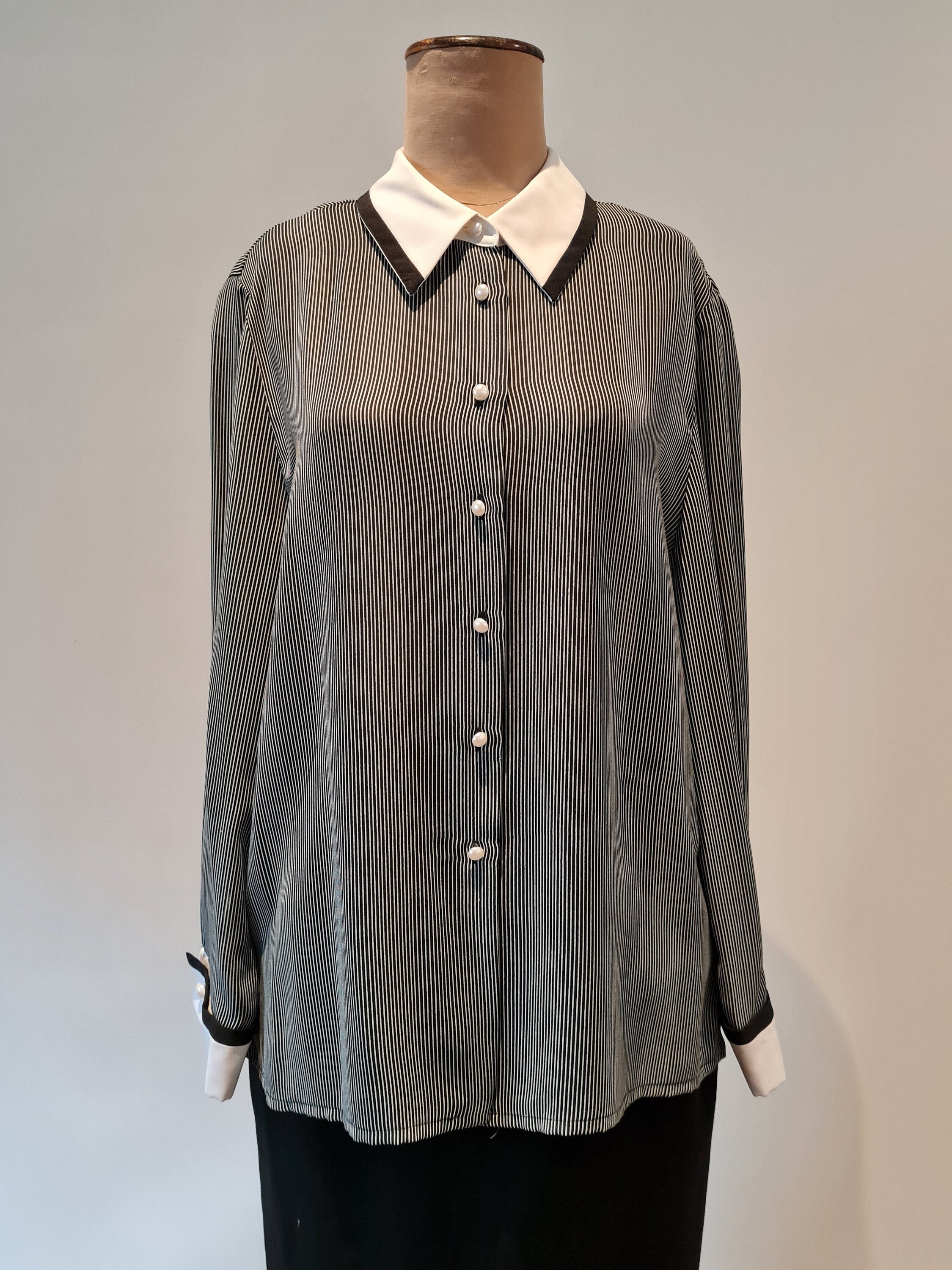 Stitches Items 1980's Overshirt in Black and White Stripe With ...