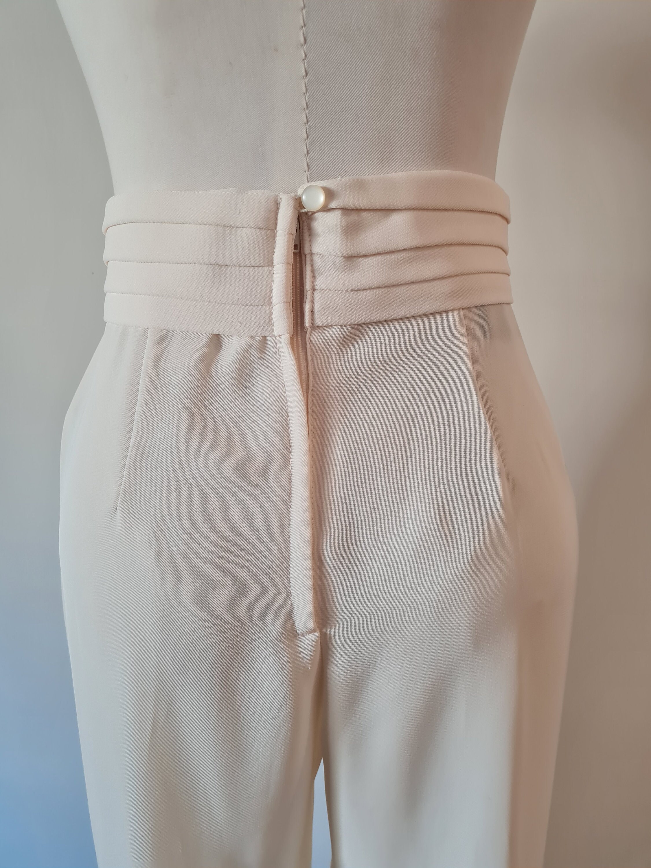 Geoff Bade 1990's Cream Pleated Evening Pants With Pleated Cummerbund ...