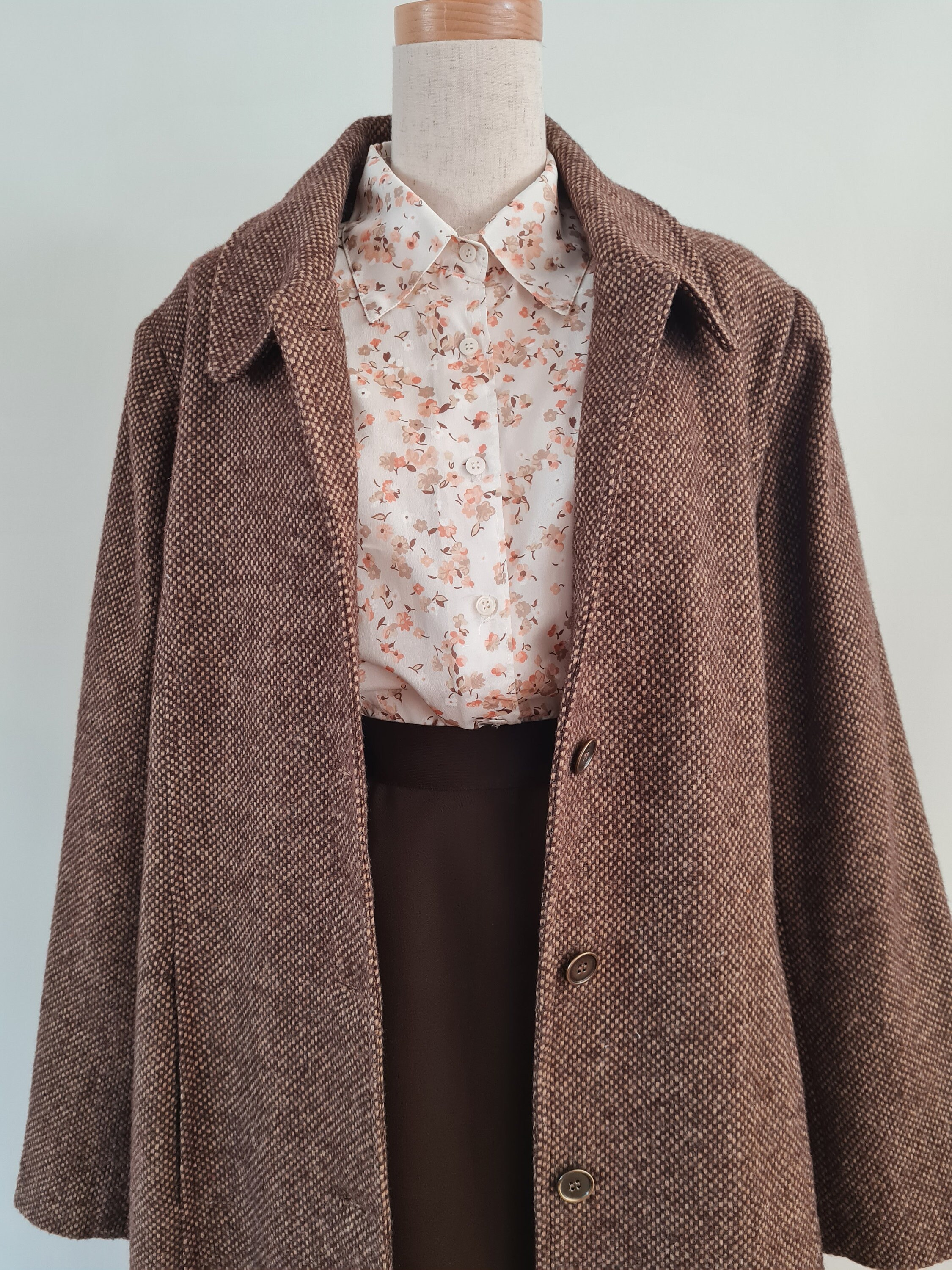 Solitaire by Riki Nathan 1980's A Line Brown Tweed Car - Etsy