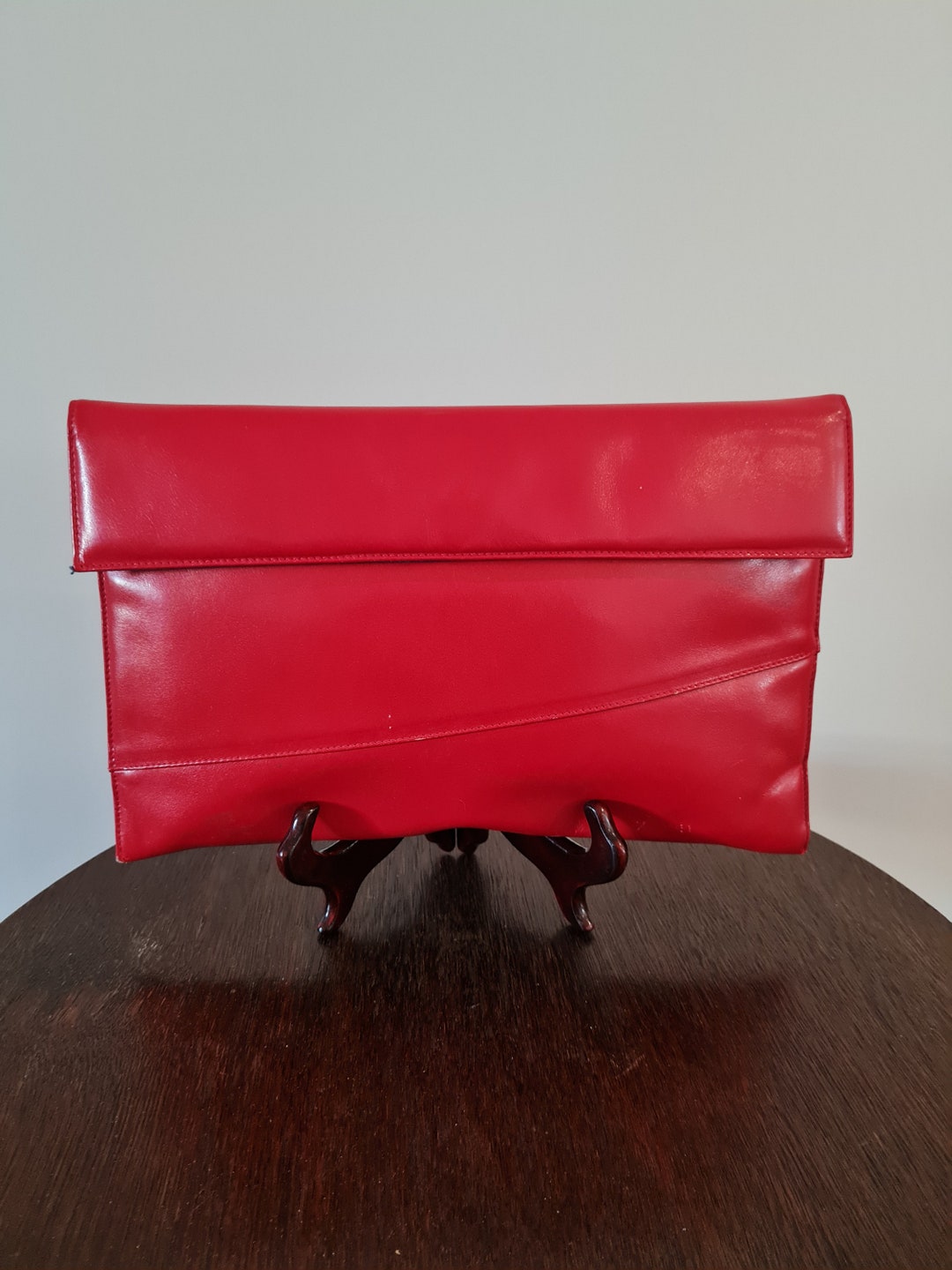 Vintage 70s Faigen Australia Red Leather Envelope Clutch - Etsy