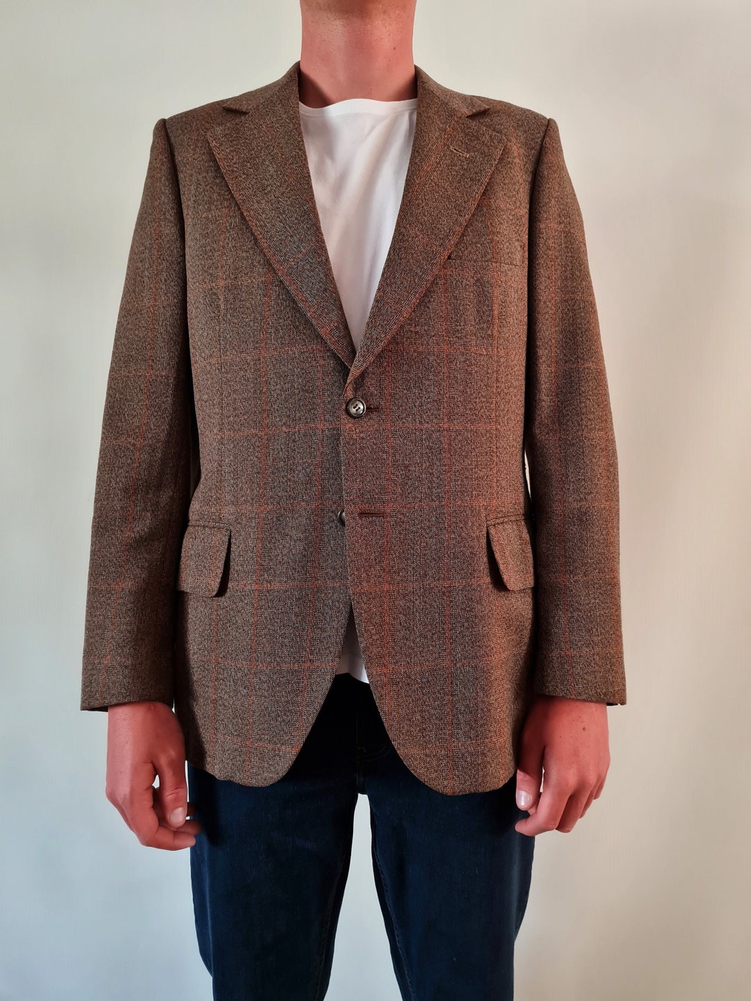 1970s Checked Wool Sport Jacket - Rust Brown Tailored Fit (size 42) - Etsy
