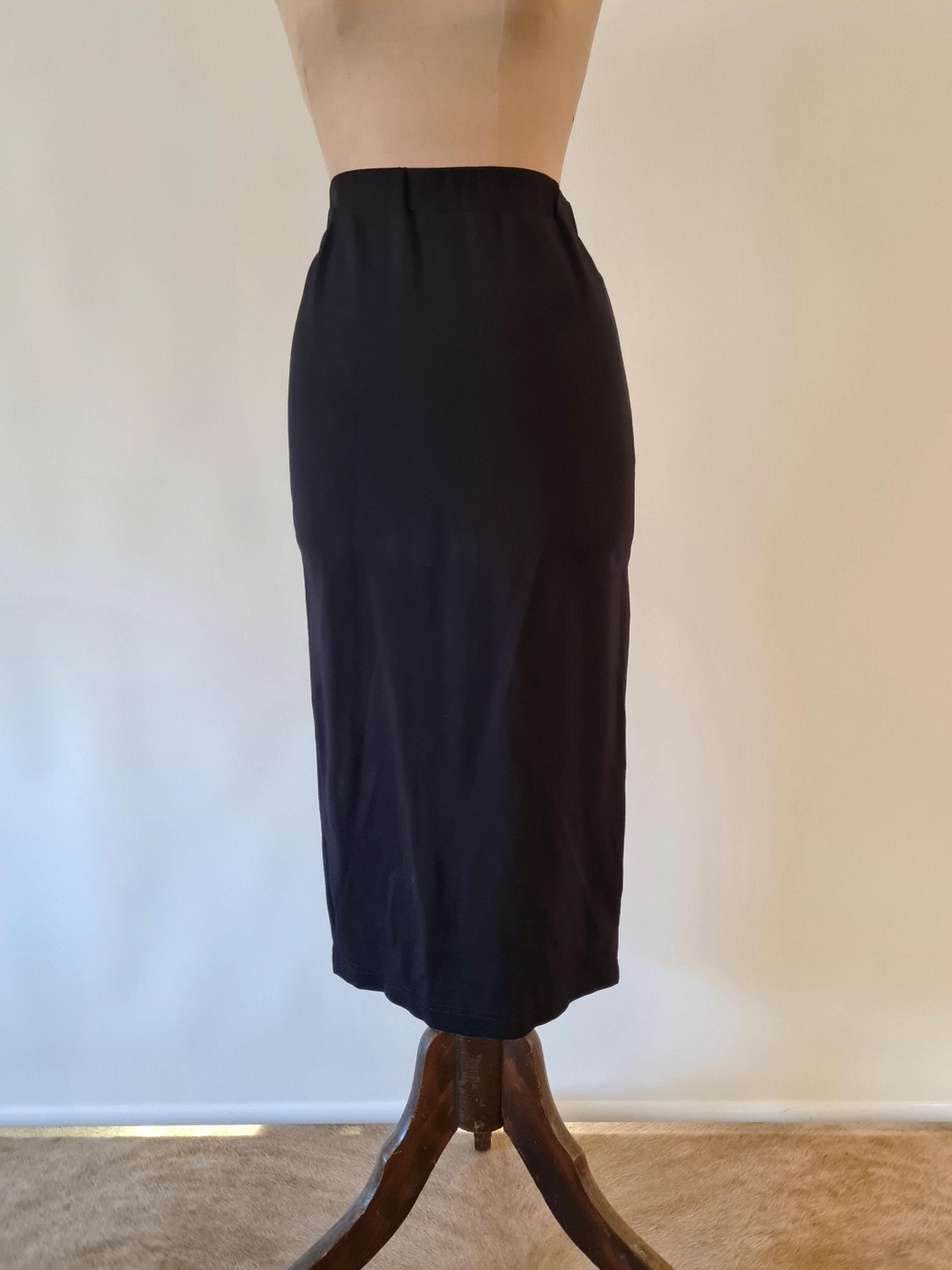 Linda Britten Long Slim Elastic Waist Skirt With Back Vent, Size S - Etsy