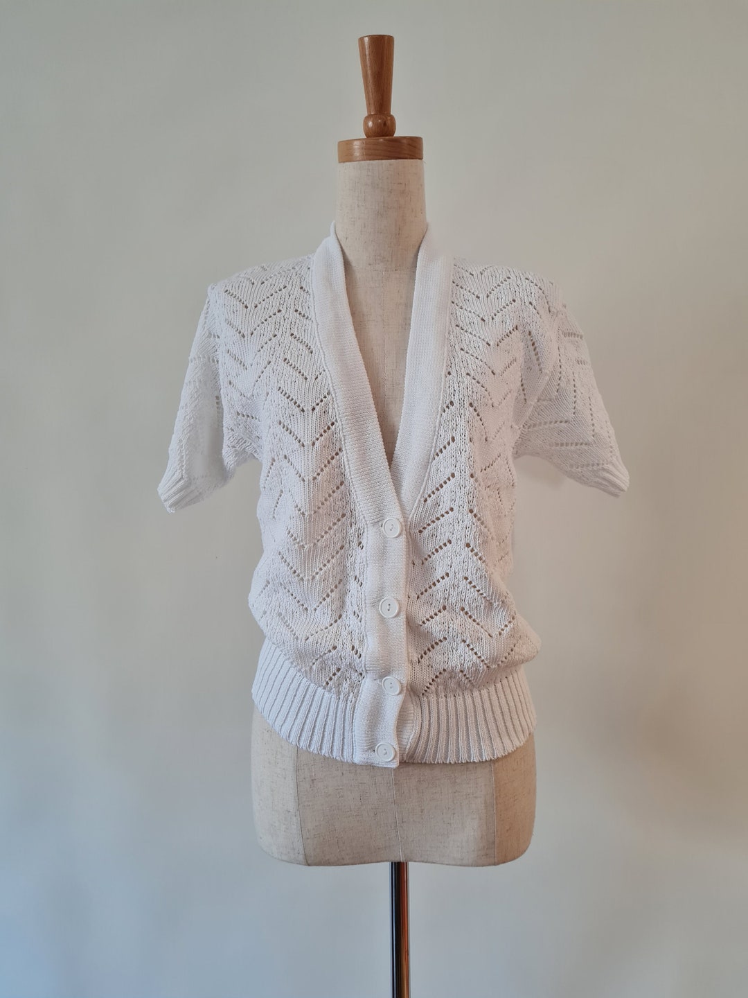 Pretty White Summer Pointelle Cotton Blend Cardigan Size Small. - Etsy