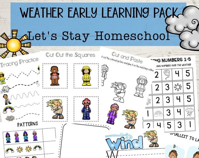 Weather Themed Printable Activity Package, Kids Educational Downloads ...