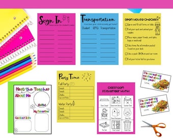 Back to School Forms -meet the Teacher Forms -open House Forms-editable ...