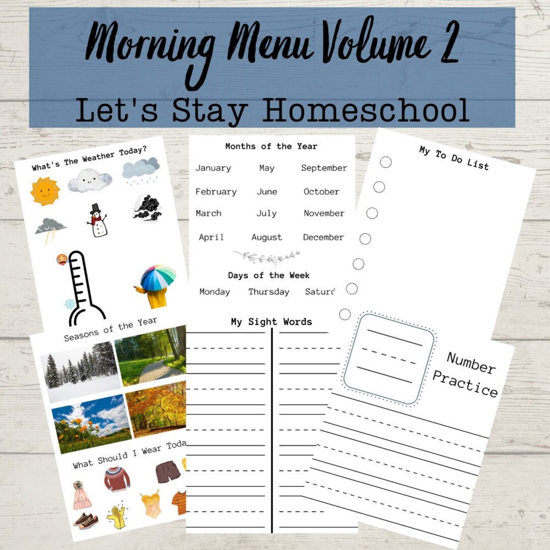 Morning Menu Bundle | Morning Binder | Morning Time Volume 2 - Etsy