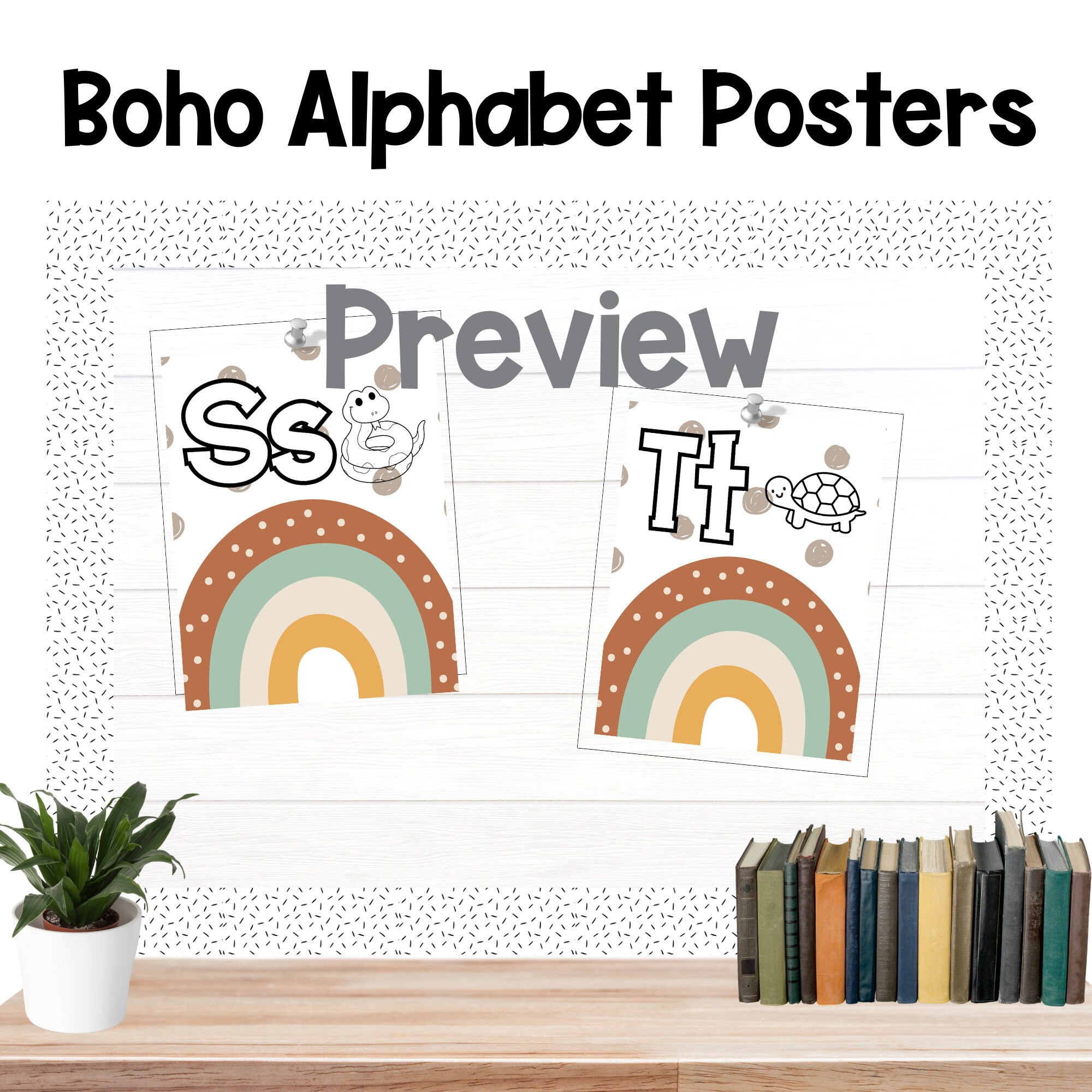 Boho Rainbow Alphabet Boho Classroom Decor Classroom - Etsy