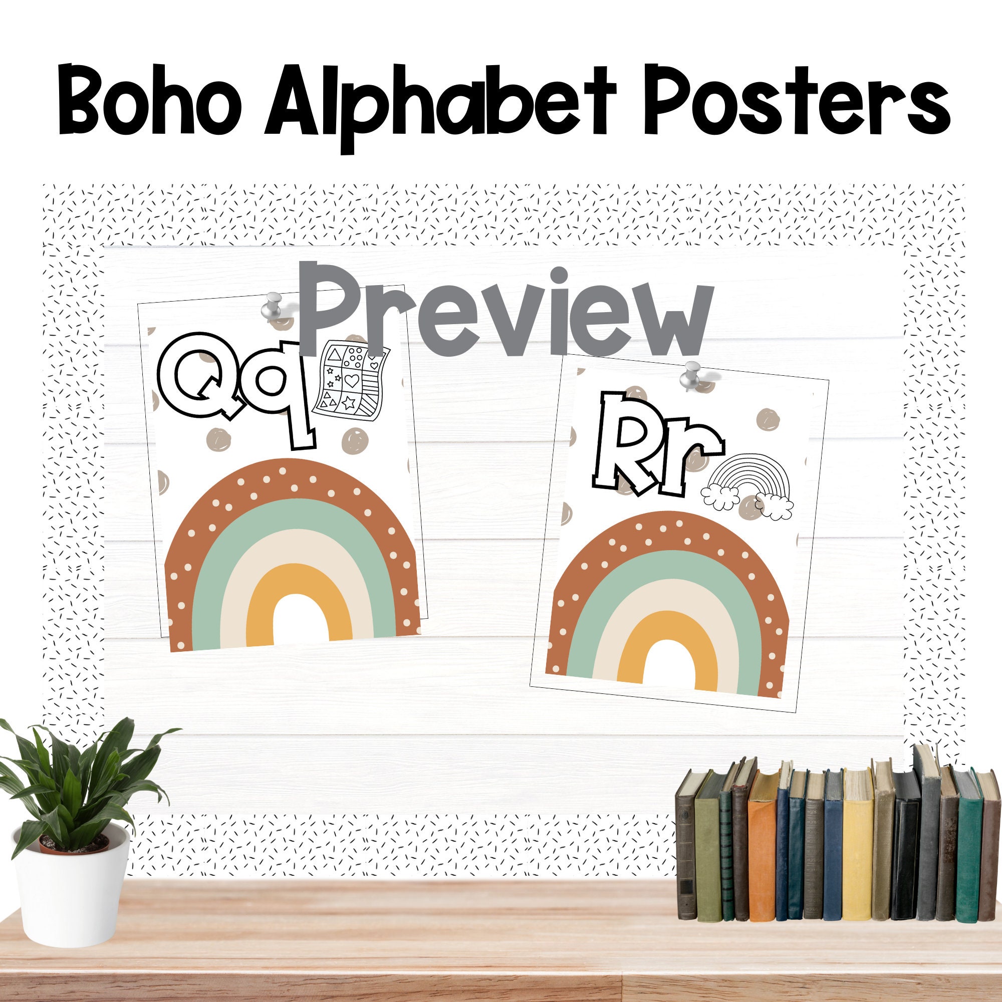 Boho Rainbow Alphabet Boho Classroom Decor Classroom - Etsy