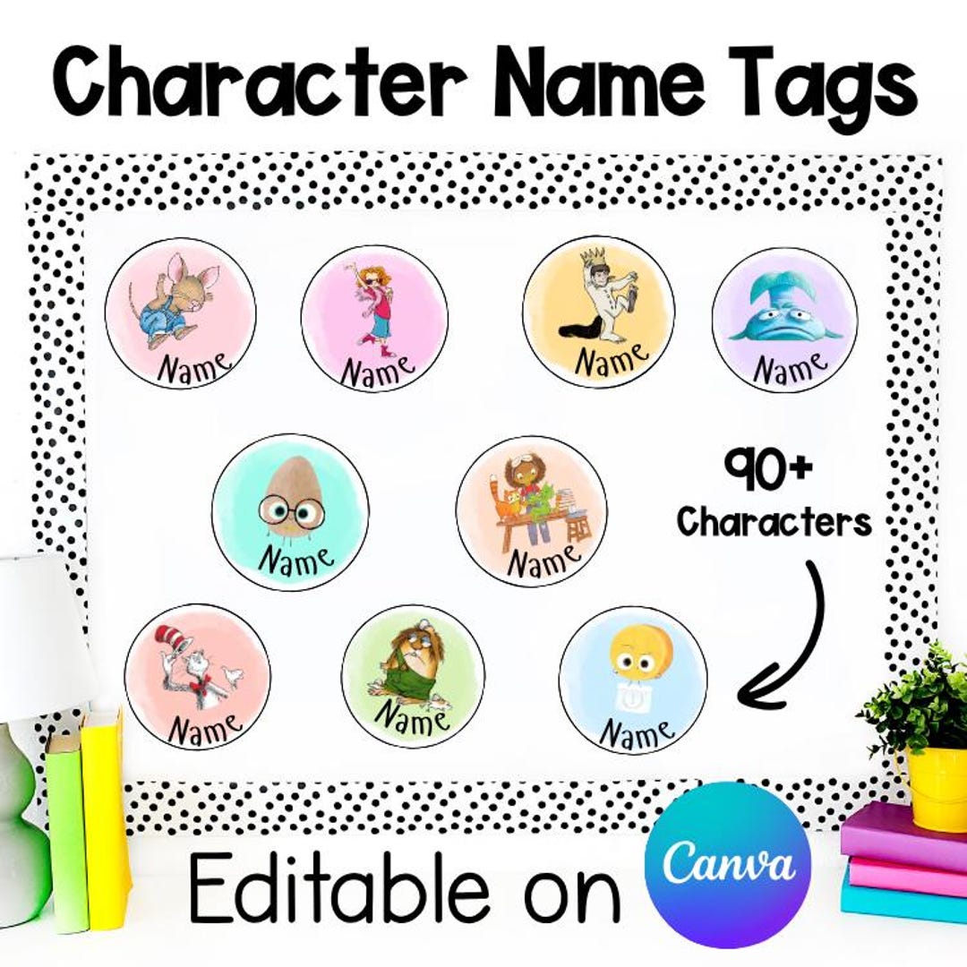 Book Character Name Tags | Book Character Door Display | Book Character ...