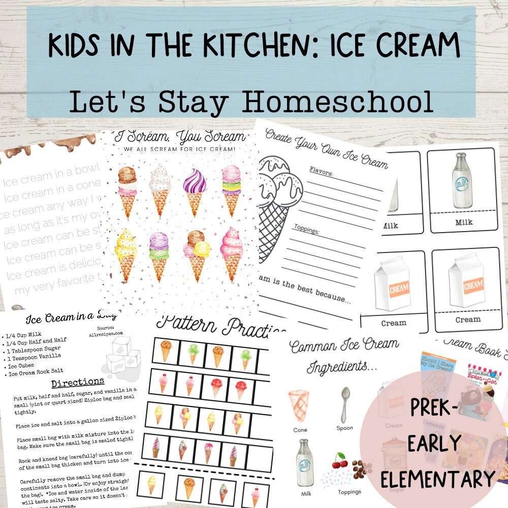 Kids in the Kitchen: Ice Cream Mini Unit - Etsy