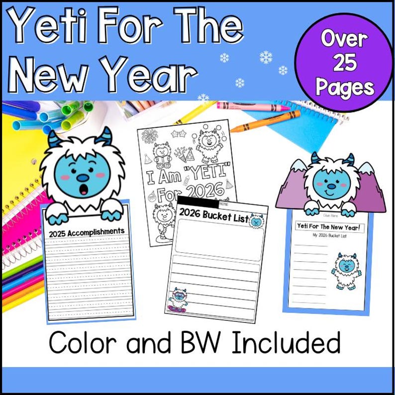 Yeti for the New Year Writing Craftivity | New Years Writing Craft for ...