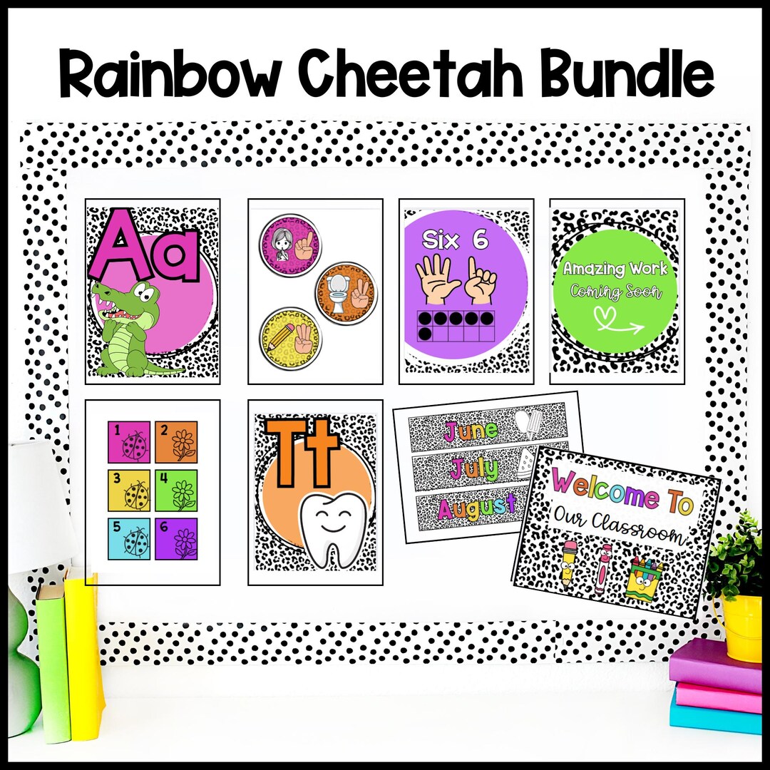 Rainbow Cheetah Classroom Decor Bundle: 150+ Pages - Etsy