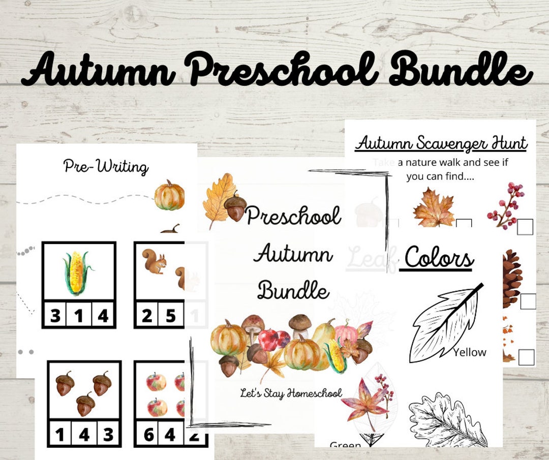 Autumn Preschool Activity Bundle: Scavenger Hunt, Crafts (digital ...