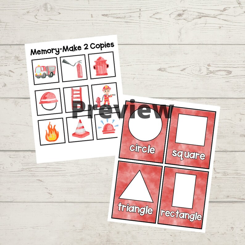 Firefighter Preschool Learning Pack: Flashcards, Puzzles (digital ...