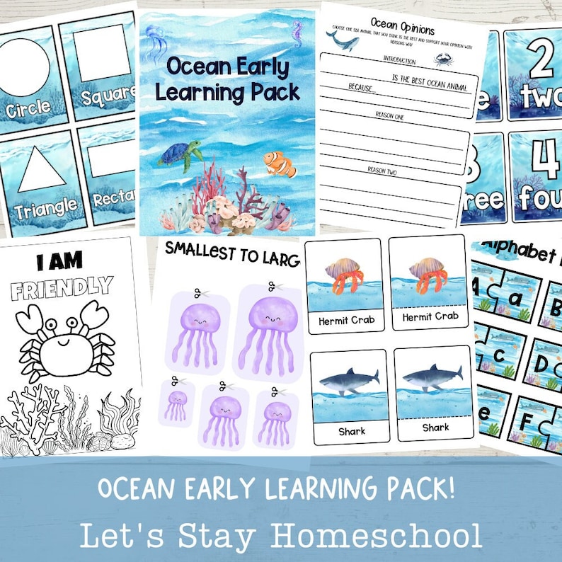 Ocean Themed Early Learning Pack | Ocean Mini Unit Study - Etsy