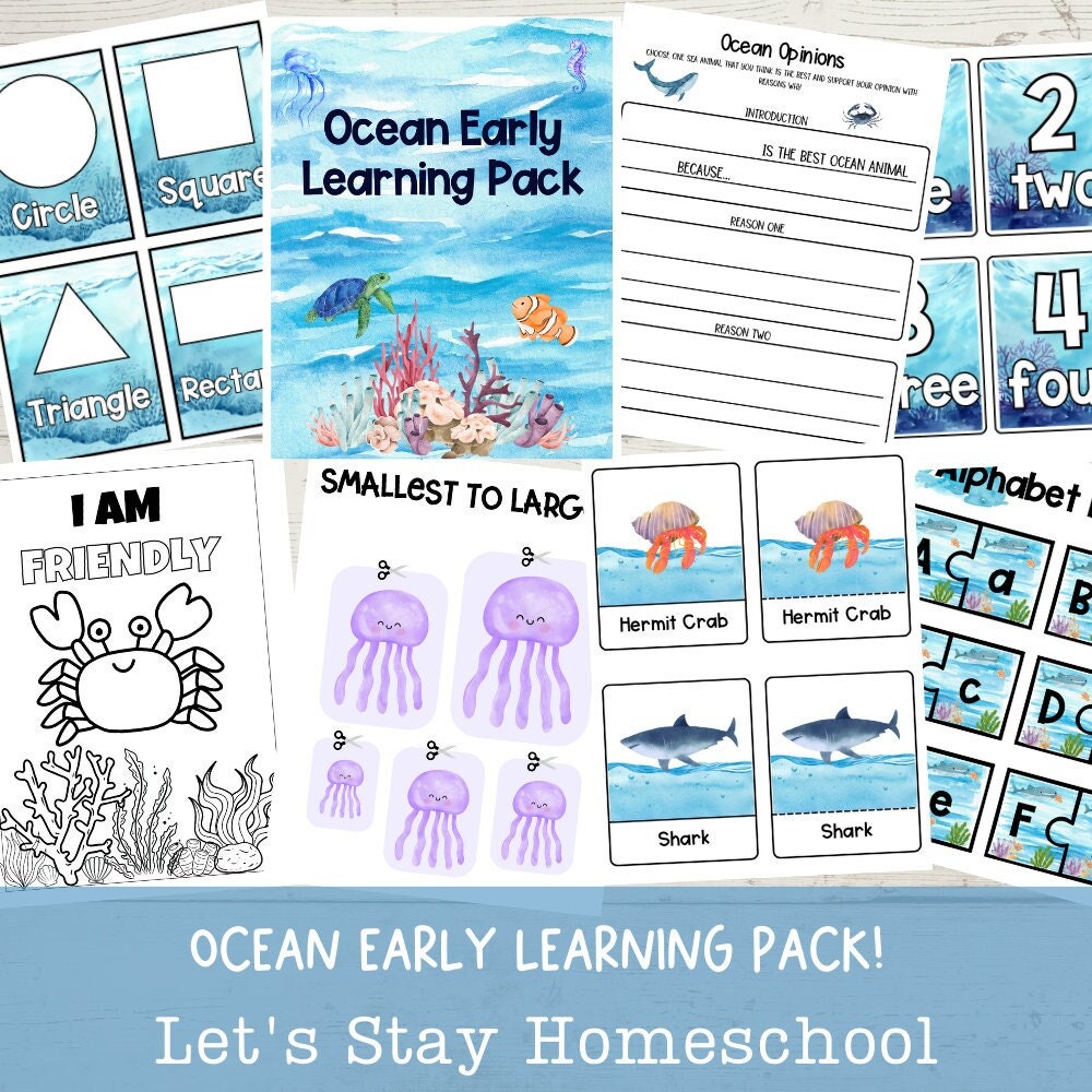 Ocean Themed Early Learning Pack | Ocean Mini Unit Study - Etsy