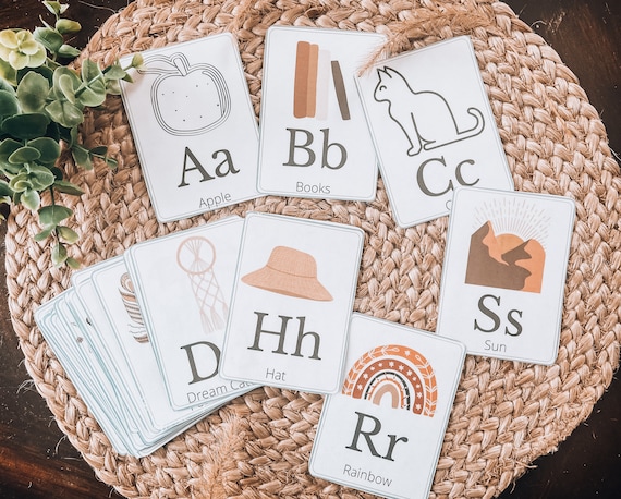 Boho Alphabet Flash Cards Preschool Flash Cards Alphabet - Etsy