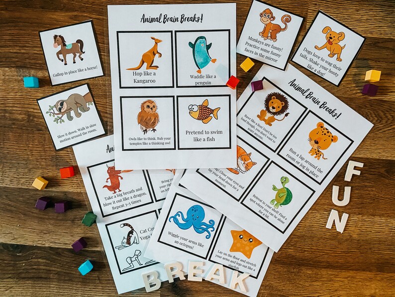 Brain Break Movement Cards for Kids Brain Breaks Sensory | Etsy