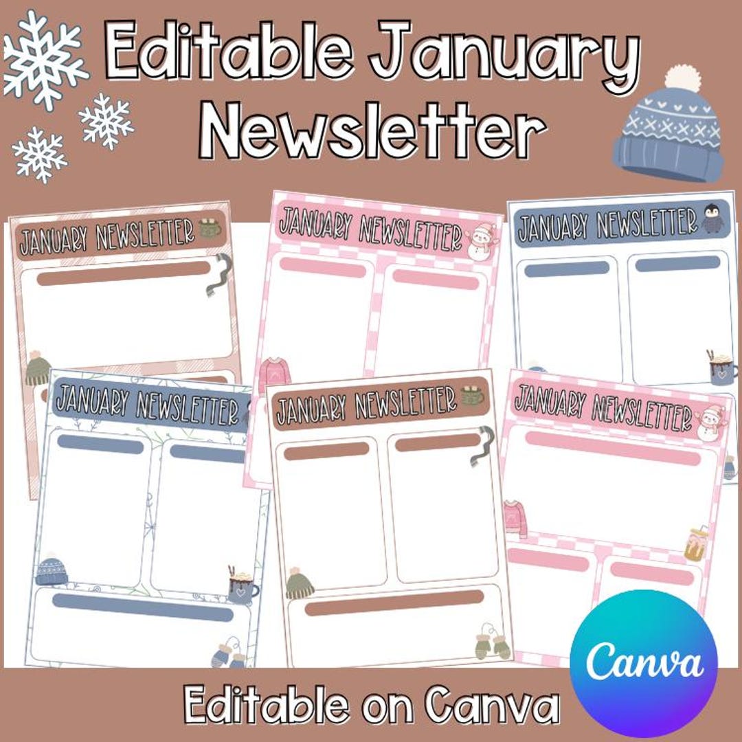 Editable January Classroom Newsletter Templates - Etsy