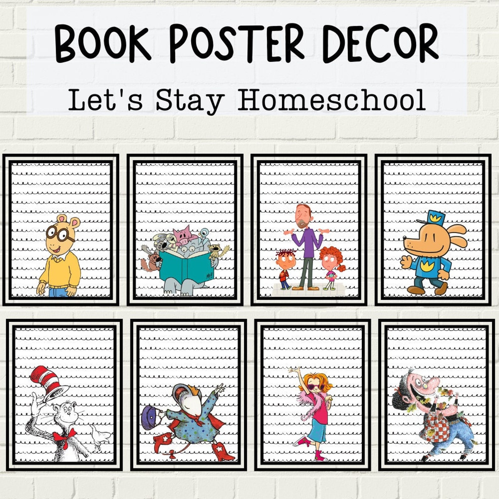 Book Character Posters Book Character Decor Classroom - Etsy