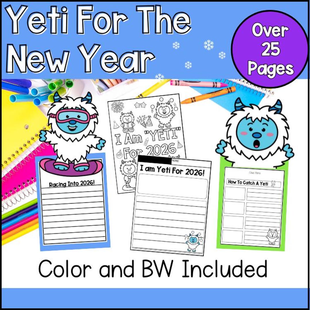 Yeti for the New Year Writing Craftivity | New Years Writing Craft for ...
