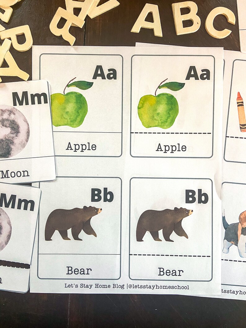 Alphabet 3 Part Cards Montessori 3 Part Cards Watercolor 3 - Etsy