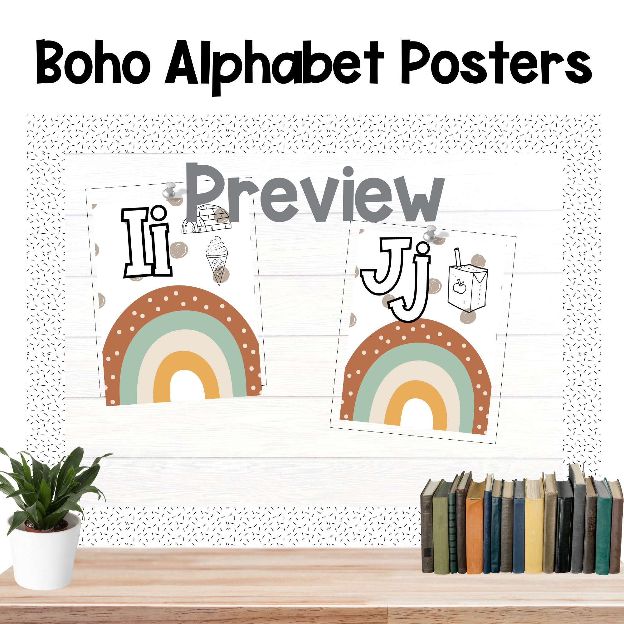 Boho Rainbow Alphabet Boho Classroom Decor Classroom - Etsy