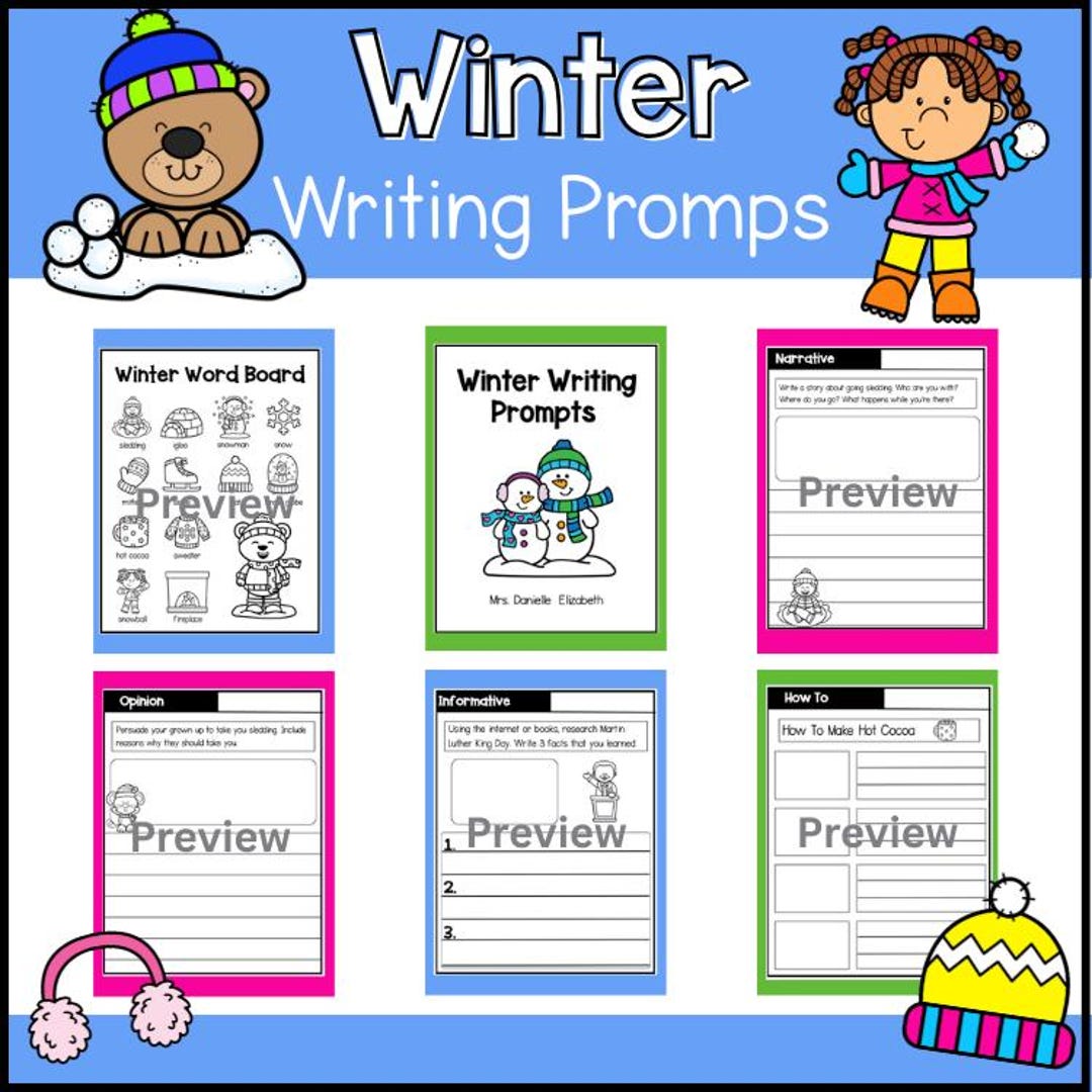 Winter Writing Prompts for Kids | Winter Writing Center | January ...