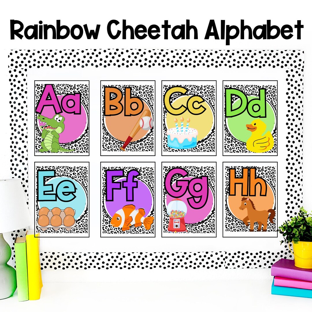 Rainbow Cheetah Alphabet Posters: Classroom Decor - Etsy