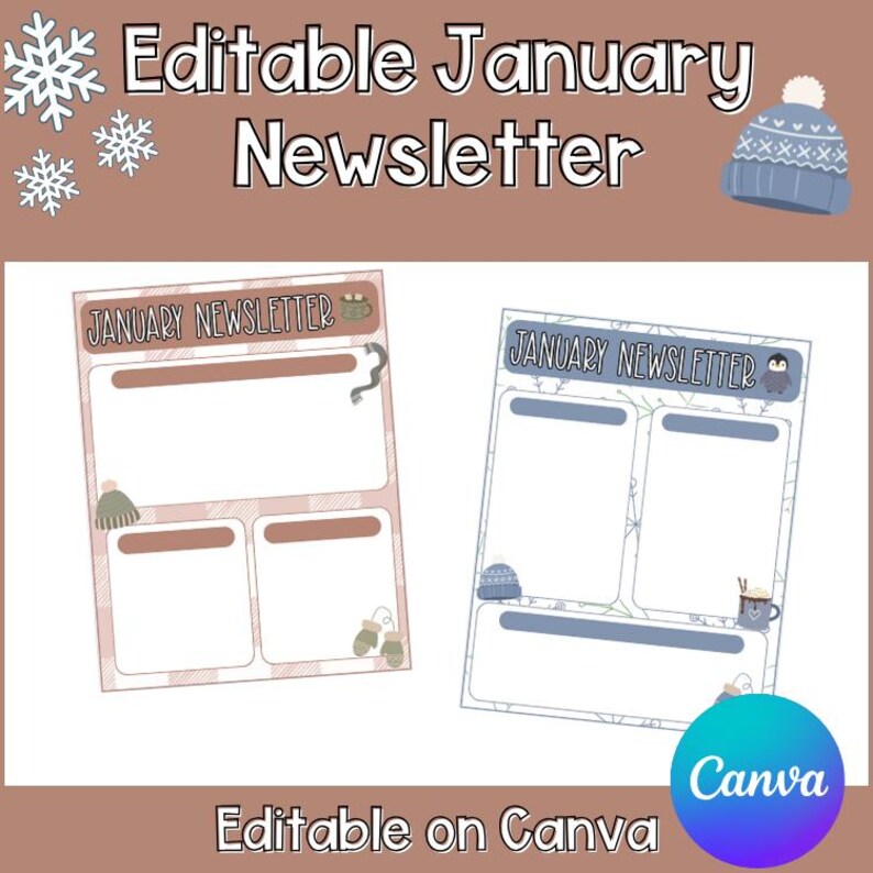 Editable January Classroom Newsletter Templates - Etsy